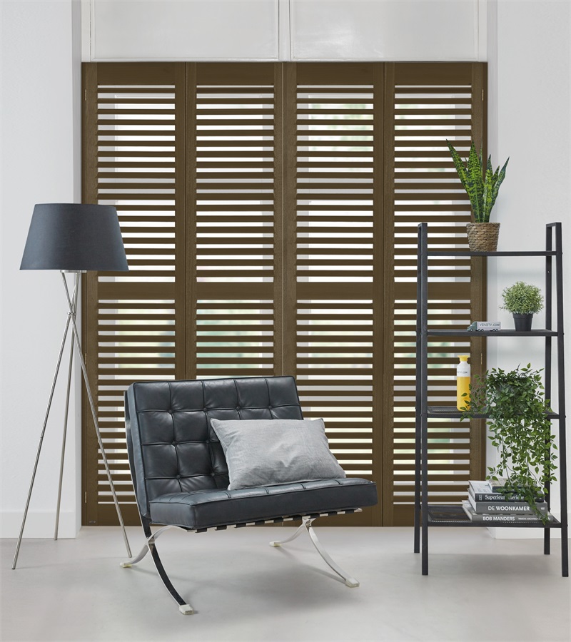 Bruine Shutter 63mm Op Maat (Black Walnut NW221 221) - Veneta.com