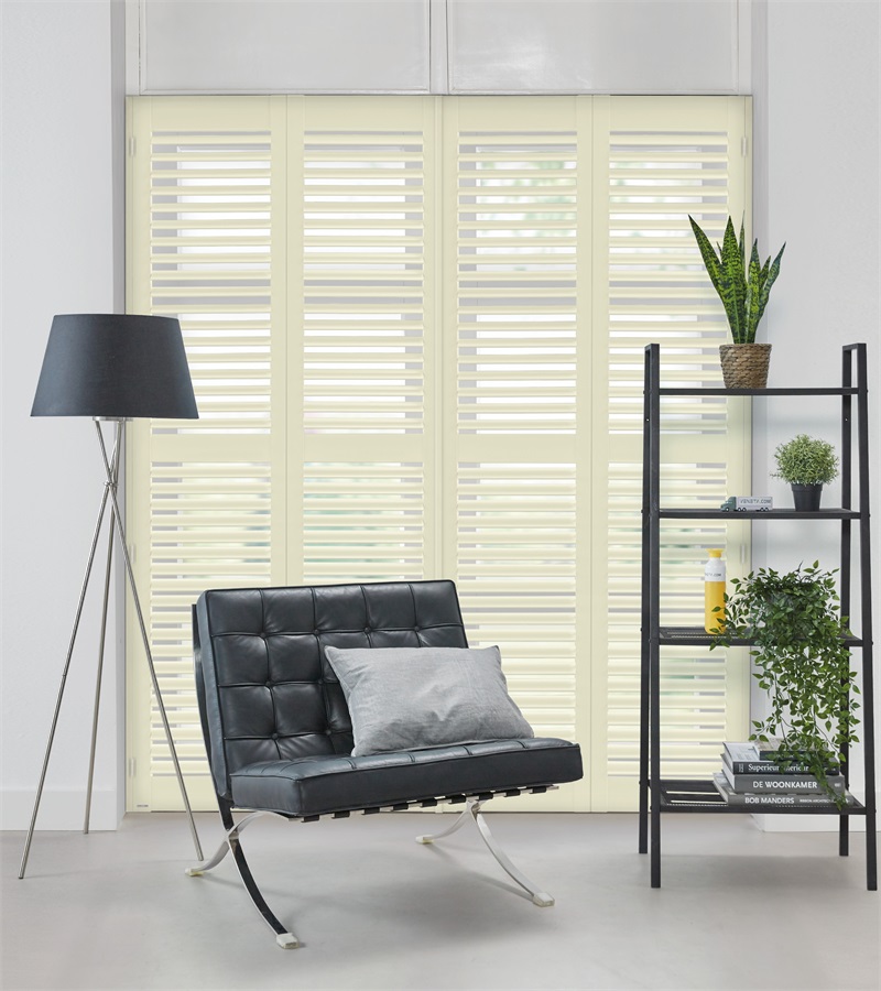 Witte Shutter 63mm Op Maat (Natural Linen NW603 603) - Veneta.com